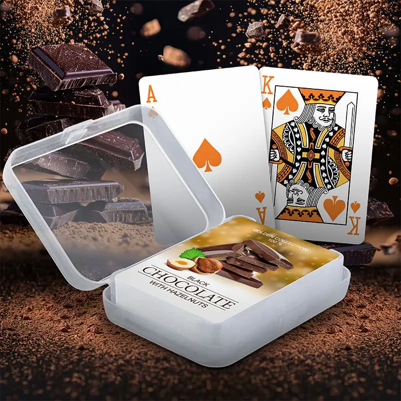 Custom Plastic Playing Cards-with P107 Poker Size Plastic Box-Chocolate ...